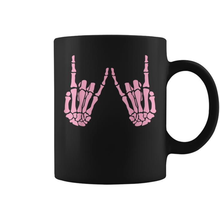 Skeleton Pink Hand Gestures - Halloween Rock Skeleton Hands Coffee Mug ...