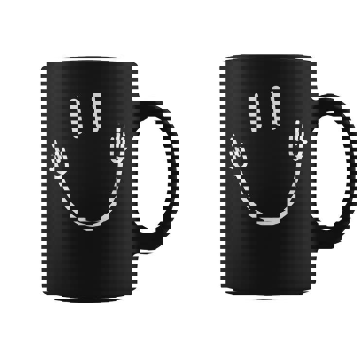 Smile Face Middle Finger Funny Sarcasm Meme Quote Coffee Mug | Mazezy