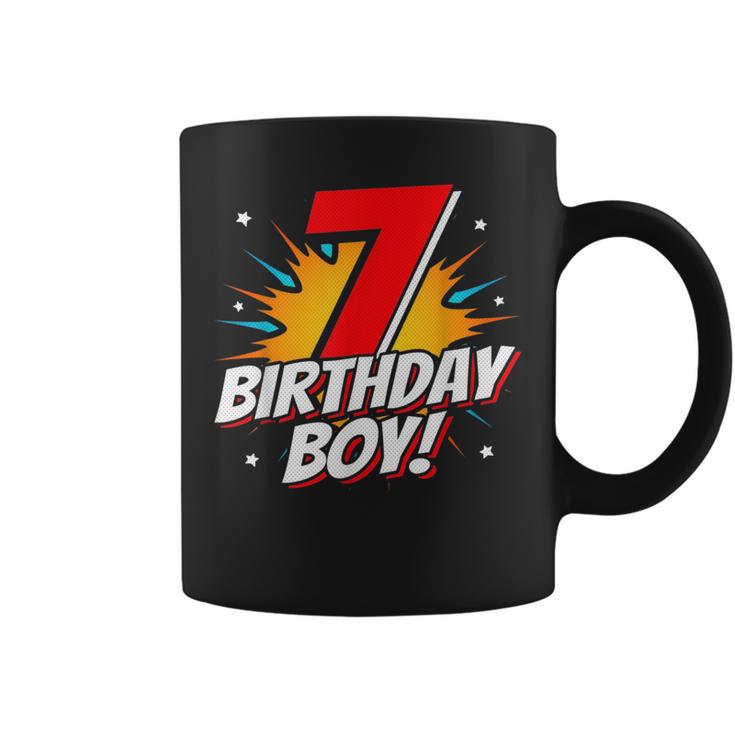 Superhero Birthday Boy Party 7 Year Old 7Th Birthday Coffee Mug | Mazezy