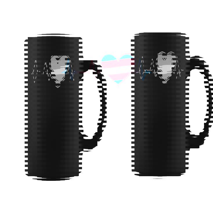 Transgender Heartbeat Trans Pride Flag Ekg Pulse Line Love Coffee Mug ...