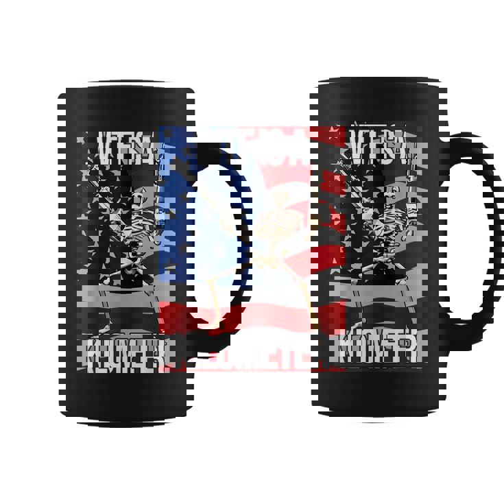 Wtf Is A Kilometer American Skeleton Funny Coffee Mug | Mazezy