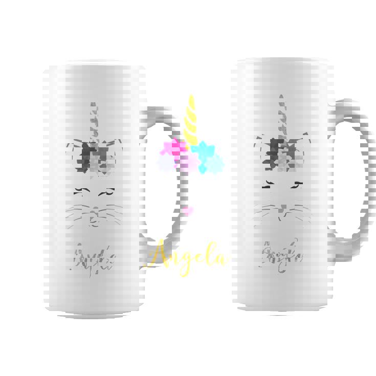Angela Name Personalized Cat Unicorn Coffee Mug | Mazezy