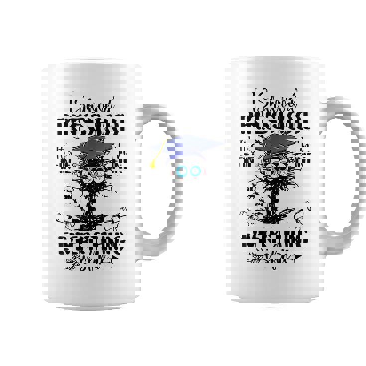 I Survived Preschool Graduated Funny Black Cat Graduation Coffee Mug ...