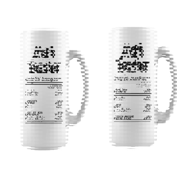Math Teacher Nutrition Facts Teachers Funny Gift Coffee Mug | Mazezy