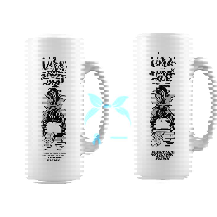 Prostate Cancer Awareness Ribbon Messy Bun Support Squad Coffee Mug ...
