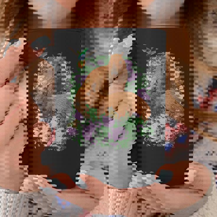 Capybara Flower Fruit Capybara Fan Club Funny Cute Coffee Mug - Monsterry