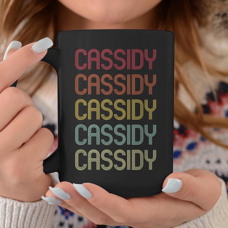 Cassidy Retro Wordmark Pattern Vintage Personalized 70S Coffee Mug | Mazezy