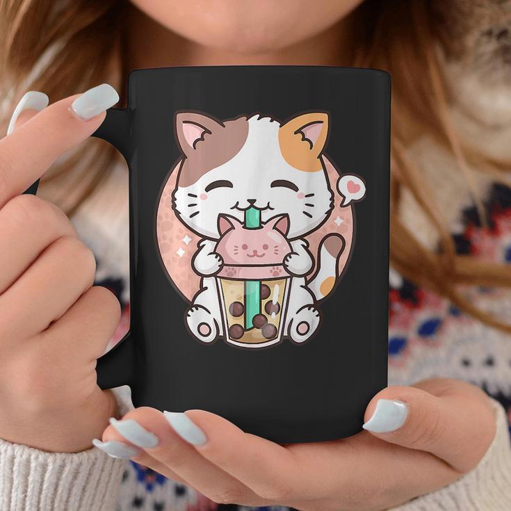 Cute Kawaii Cat Boba Bubble Milk Tea Anime Neko Kitten Coffee Mug | Mazezy