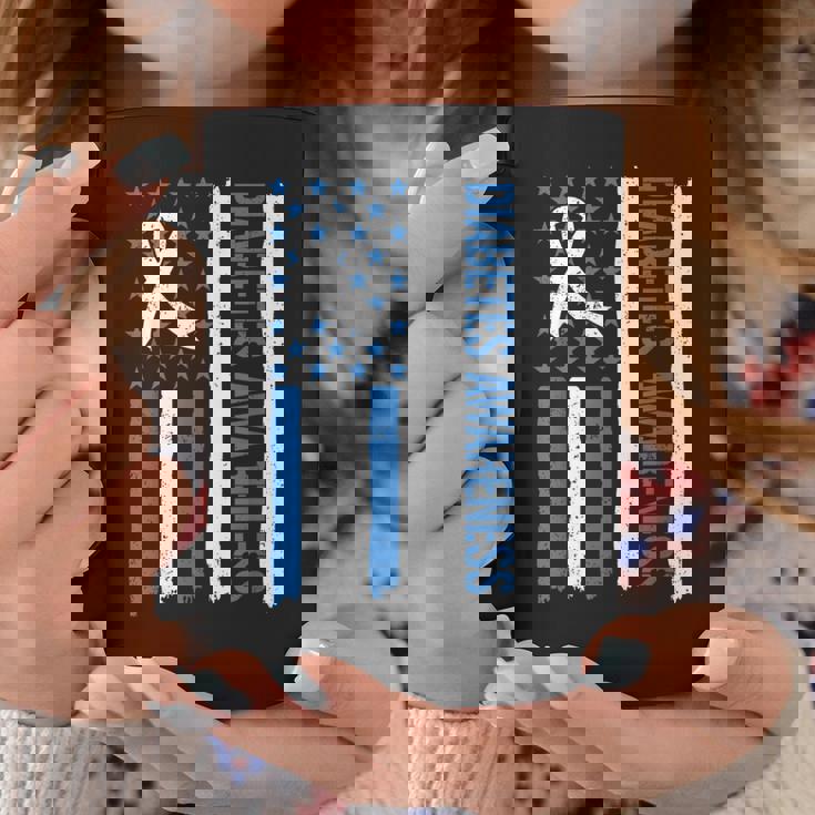 Diabetes Awareness Month American Flag Ribbon Coffee Mug | Mazezy