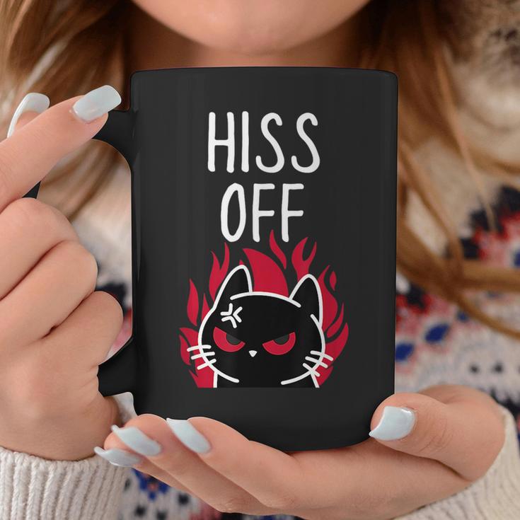 Hiss Off Angry Cat Funny Cat Coffee Mug | Mazezy
