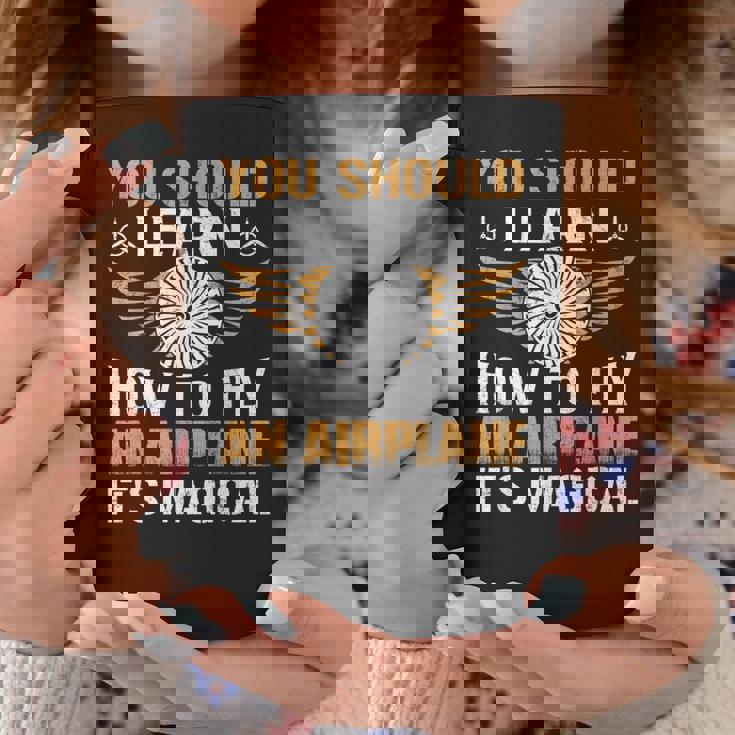 Learn How To Fly An Airplane Pilot Aviation Graphic Coffee Mug | Mazezy