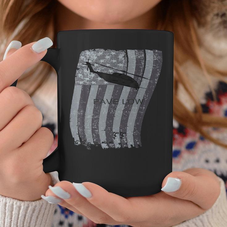 Mh-53 Pave Low Helicopter Distressed Us Flag Coffee Mug | Mazezy