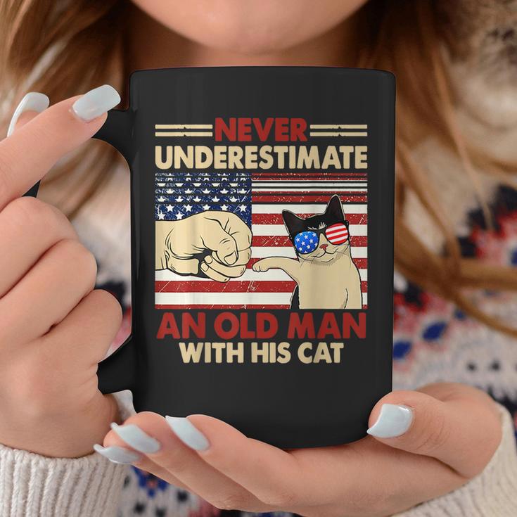 Never Underestimate An Old Man With His Cat Funny Coffee Mug - Seseable