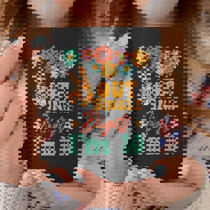 Peace Out Single Digits Im 10 Retro Sunflower Groovy Coffee Mug | Mazezy