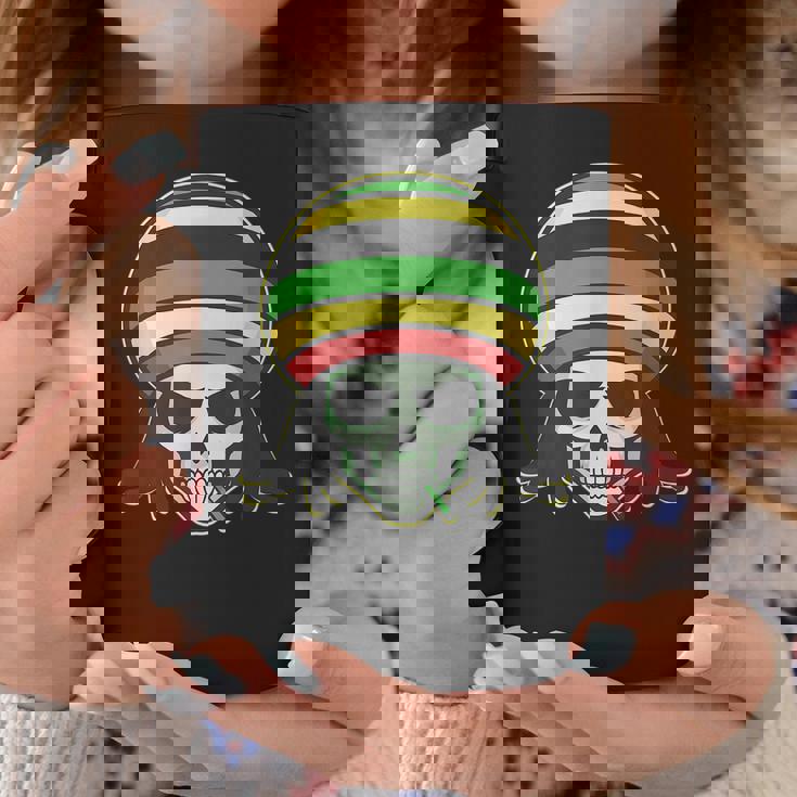 Rastafarian Skull With Marijuana Joint Scary Skeleton Coffee Mug | Mazezy