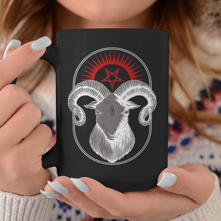 Scary Creepy Devil Goat Baphomet For Halloween Coffee Mug | Mazezy