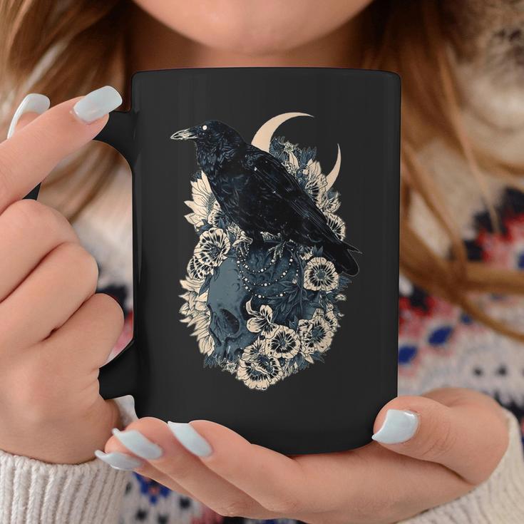 Skull Roses Cow Gothic Occult Emo Satanic Skeleton Raven Coffee Mug ...