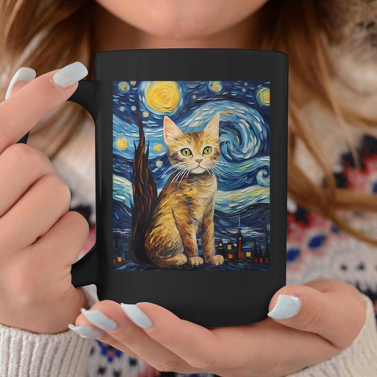 Surrealism Starry Night European Shorthair Cat Coffee Mug | Mazezy