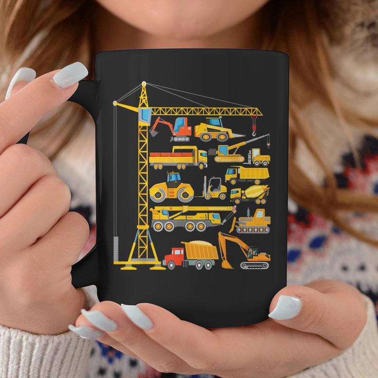Types Of Construction Excavator Bulldozer Truck Crane Coffee Mug | Mazezy