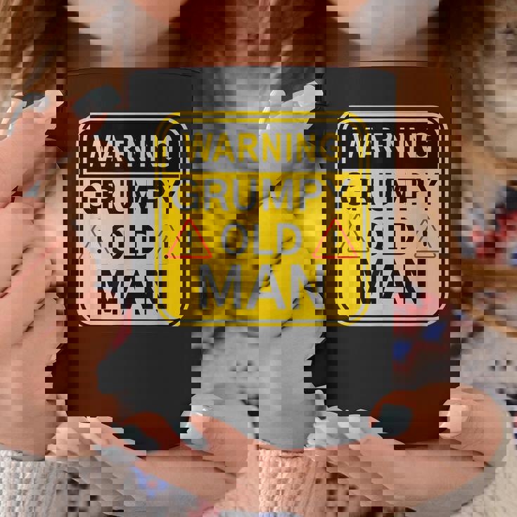 Warning Grumpy Old Man Warning Sign Funny Novelty Coffee Mug | Mazezy