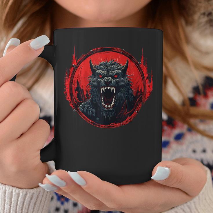 Werewolf Face Occult Horror Holloween Coffee Mug | Mazezy