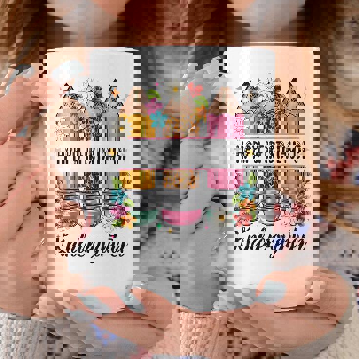 First Day Kindergarten Teacher Leopard Pencil Back To School Coffee Mug ...