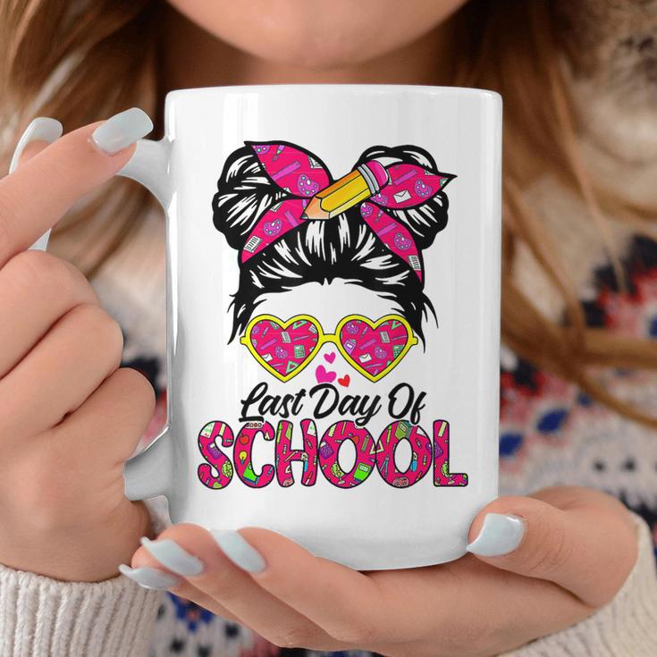 Last Day Of School Messy Bun Girl Graduation Women Girls Coffee Mug ...