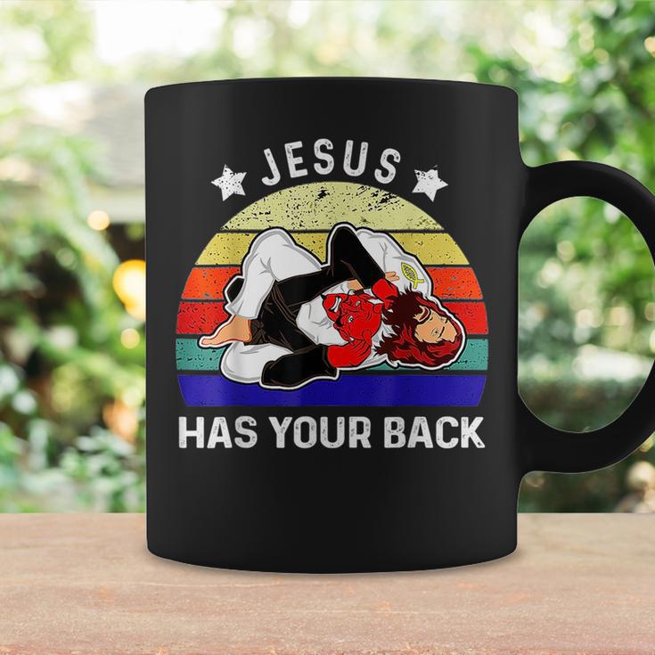 Brazilian Jiu Jitsu Jesus Jesus Has Your Back Coffee Mug - Seseable
