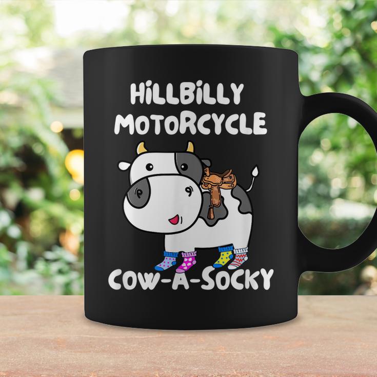 Funny Cow Hillbilly Motorcycle Funny Cow A Socky Coffee Mug | Mazezy