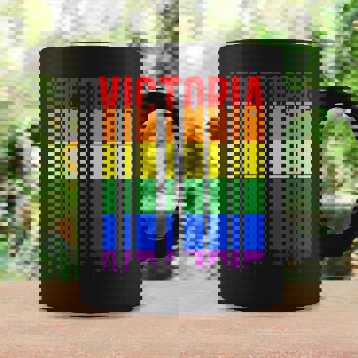 Lgbtq Vintage Pride Skyline Of Victoria Canada Victoria Coffee Mug | Mazezy