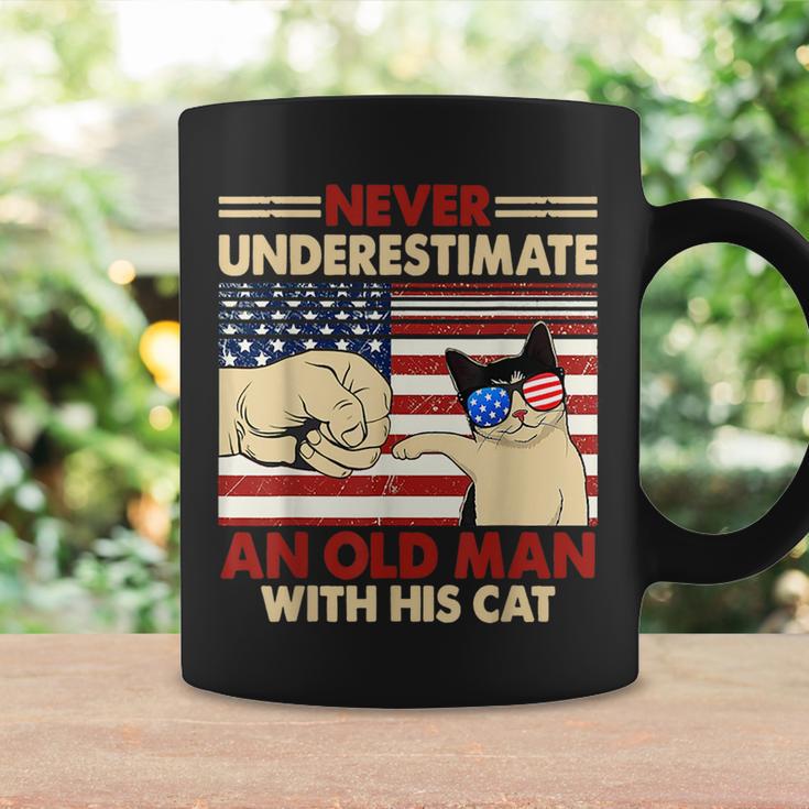 Never Underestimate An Old Man With His Cat Funny Coffee Mug - Seseable