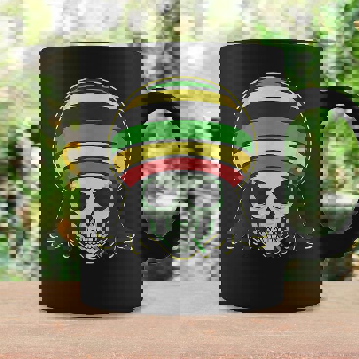 Rastafarian Skull With Marijuana Joint Scary Skeleton Coffee Mug | Mazezy