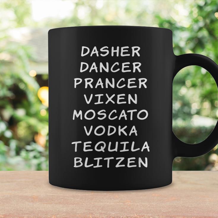 Reindeer Names Christmas Party Drinking Santa Sleigh Coffee Mug | Mazezy