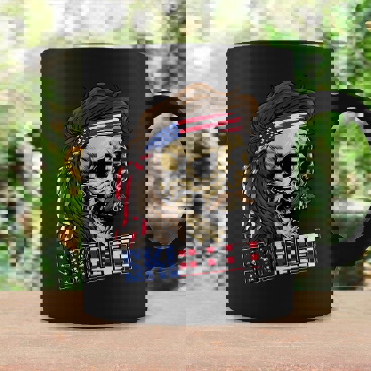 Skull With A Mullet & Mustache - Funny Redneck Mullet Pride Coffee Mug ...