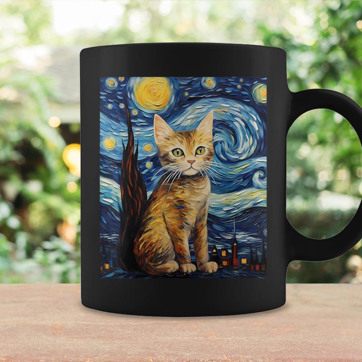Surrealism Starry Night European Shorthair Cat Coffee Mug | Mazezy