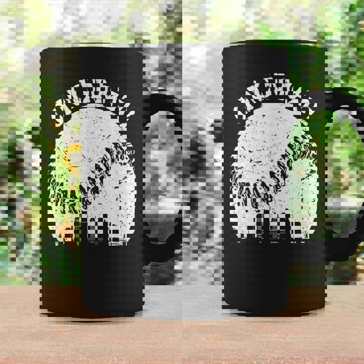 Vintage Cincinnati Baseball Skyline Cityscape Retro Baseball Coffee Mug ...