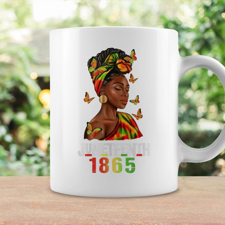 Celebrate Junenth 1865 Beautiful Black Women Butterfly Coffee Mug | Mazezy