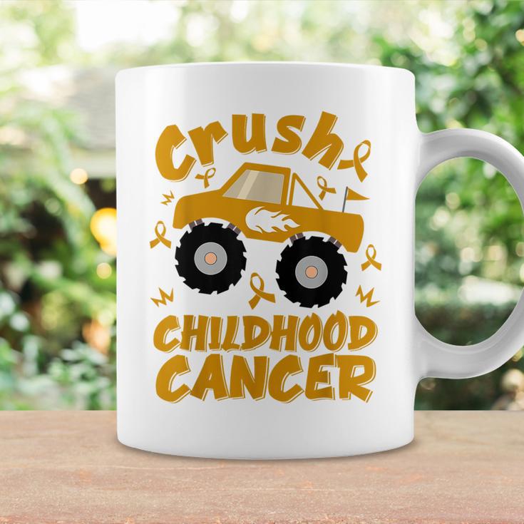 Crush Childhood Cancer Awareness Monster Truck & Gold Ribbon Coffee Mug ...