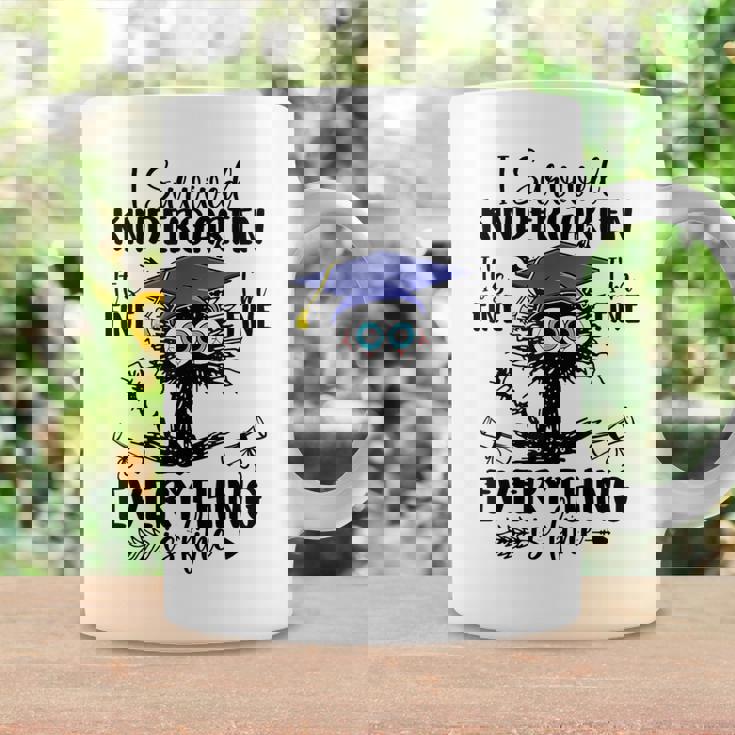 I Survived Kindergarten Graduated Funny Black Cat Graduation Coffee Mug ...