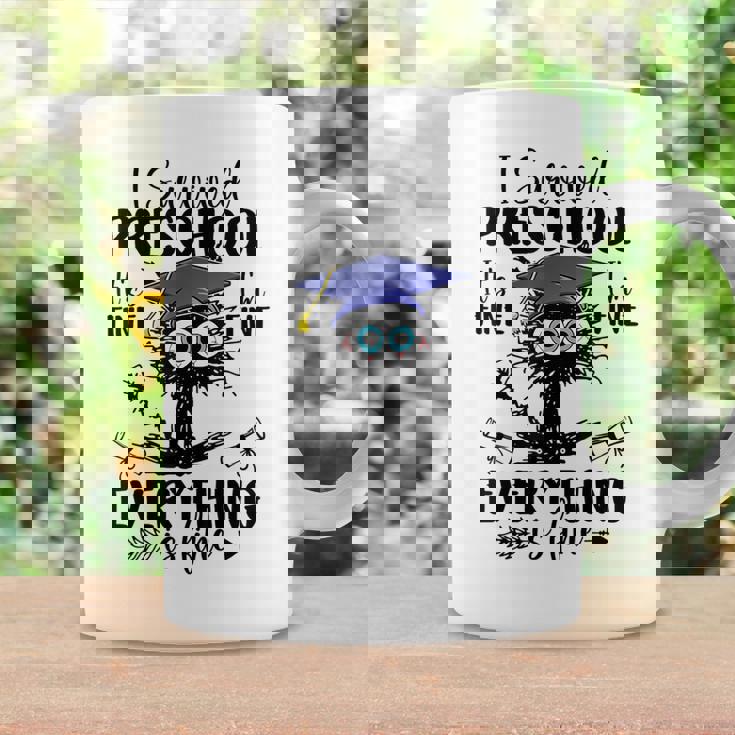 I Survived Preschool Graduated Funny Black Cat Graduation Coffee Mug ...