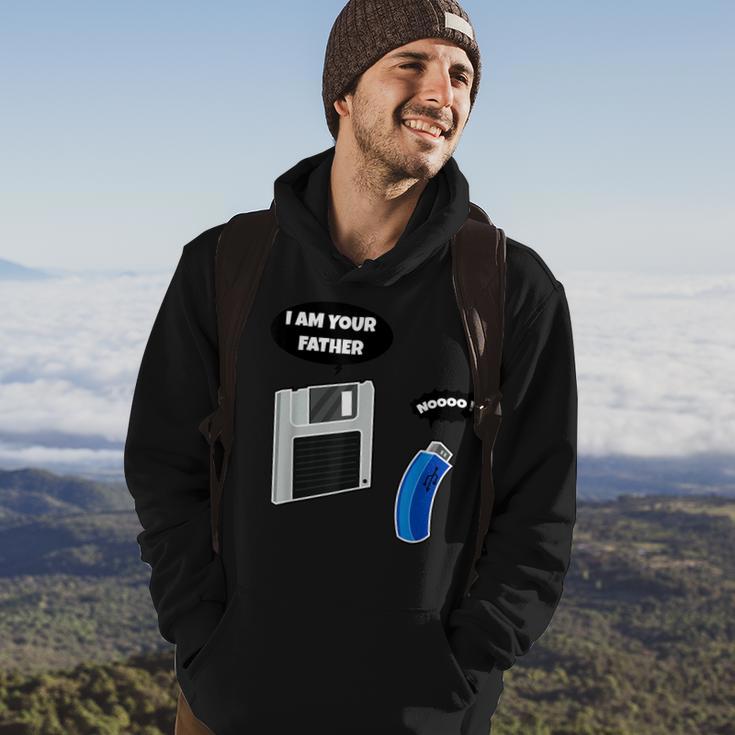 Funny Father Floppy Disk And Son Usb Flash Drive Nerdy Gift Hoodie | Mazezy