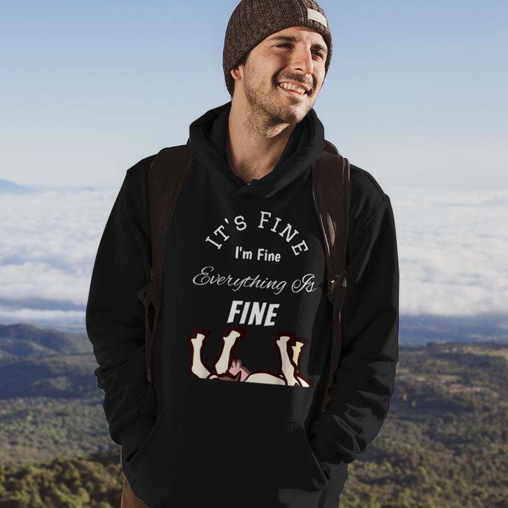 Its Fine Im Fine Everything Is Fine Upside Down Cow Design Hoodie | Mazezy