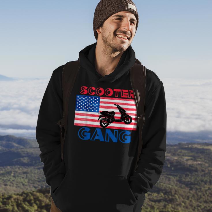 Scooter Gang Moped American Flag Motorcycle Gear Hoodie | Mazezy