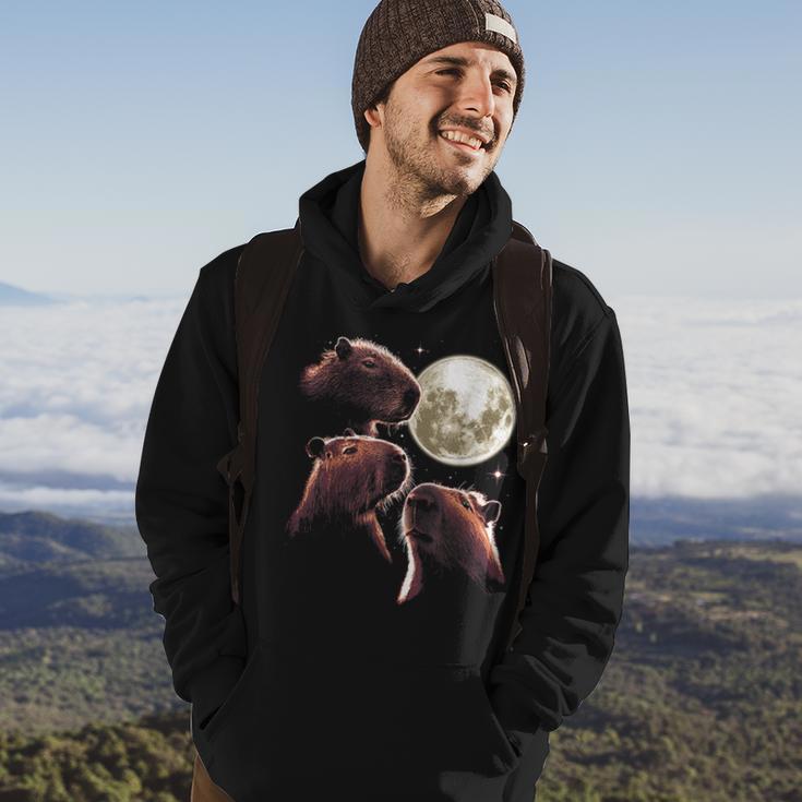 Three Capybara Moon Funny Capybara Meme Mystical Capybara Hoodie ...