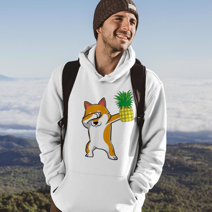 Dabbing Corgi Puppy Dog Pineapple Aloha Beach Hawaii Gift Hoodie | Mazezy