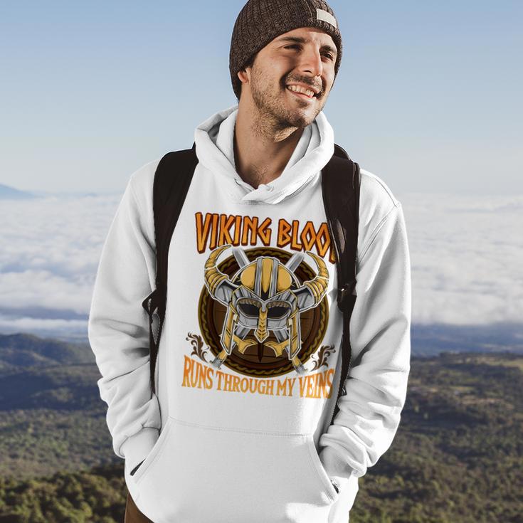Viking Blood Runs Through My Veins Norse Nordic Mythology Hoodie | Mazezy