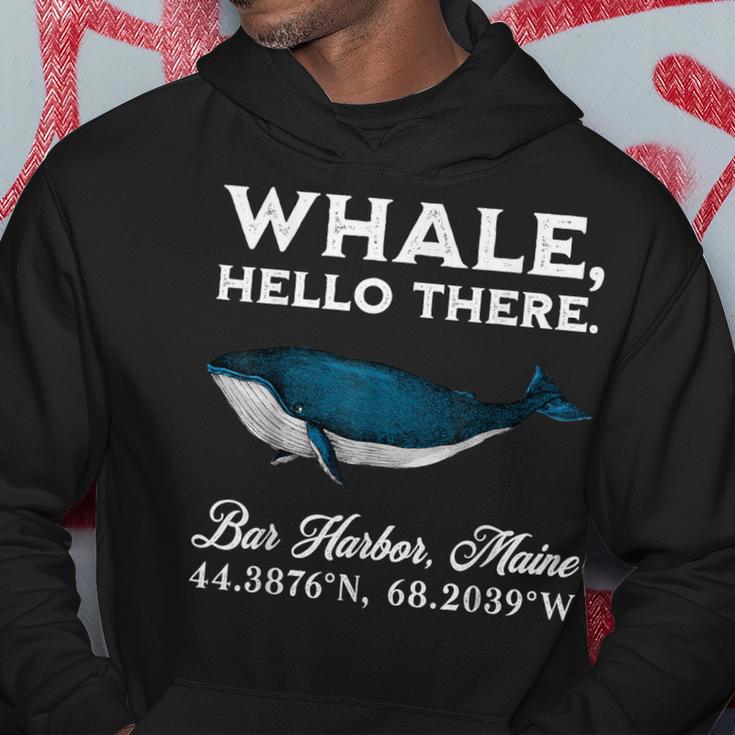 Bar Harbor Maine Whale Hello There Coordinates Hoodie | Mazezy