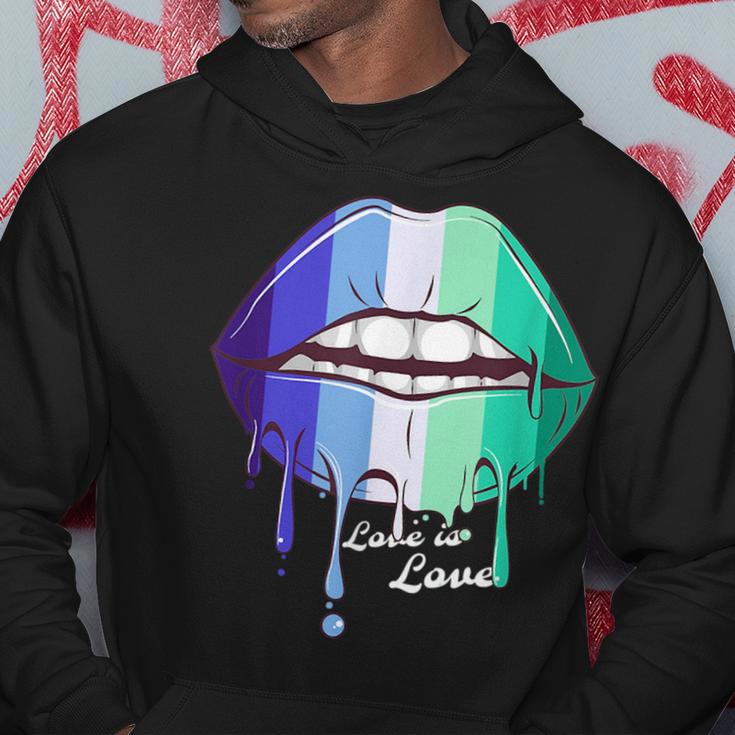 Dripping Lips With Gay Male Mlm Pride Flag For Gay Male Mlm Hoodie | Mazezy