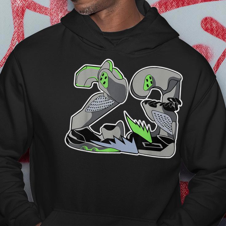 Number 23 Drip Kicks Retro Green Bean 5S Matching Hoodie - Seseable
