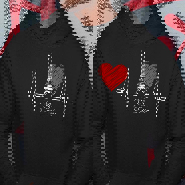 Paris Skyline Heartbeat Eiffel Tower France Heart Love Paris Hoodie ...